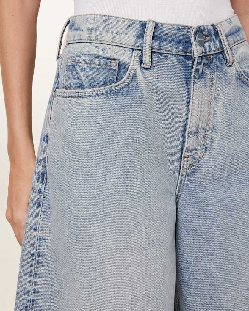 Louie Wide Leg Denim Jorts Light Indigo | ALLSAINTS Canada
